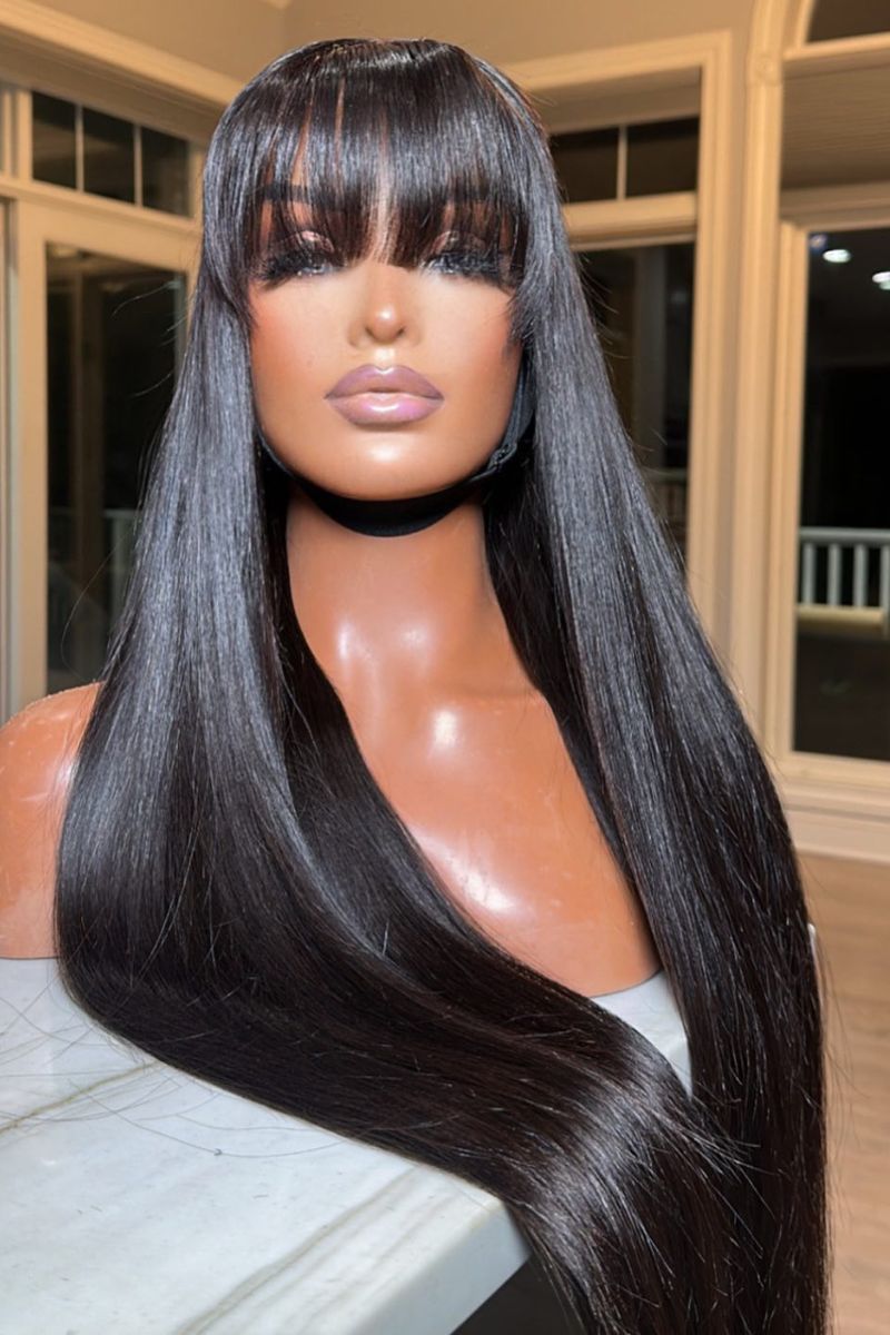 lovebeautywig | Straight HD Lace Frontal Wigs With Bangs – LoveBeautyWig