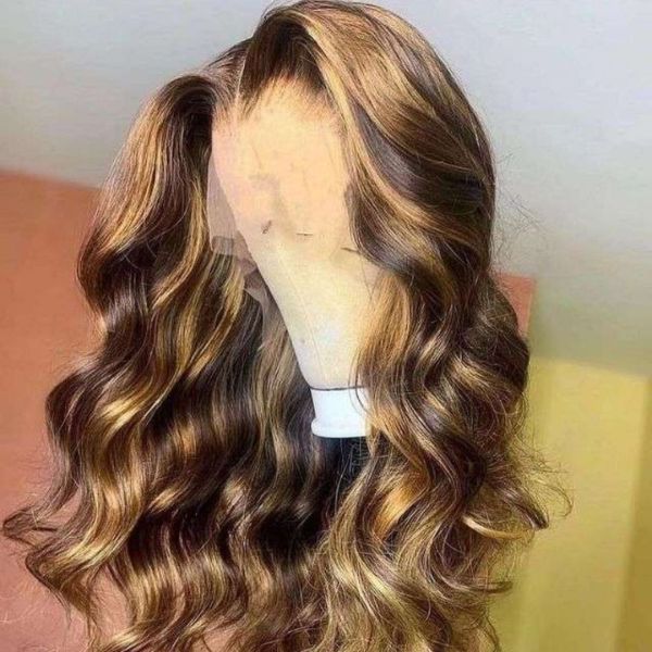 lovebeautywig | 4/27 Highlight Body Wave HD Human Hair Lace Front Wig ...