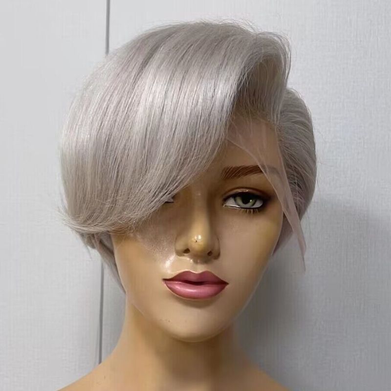 lovebeautywig | Silver Grey Pixie Cut Wig Human Hair – LoveBeautyWig