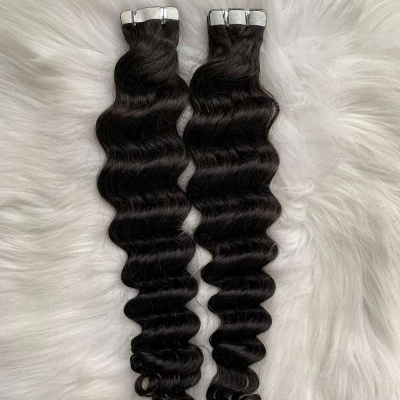 lovebeautywig | Deep Wave Tape In Hair Extensions Human Hair ...